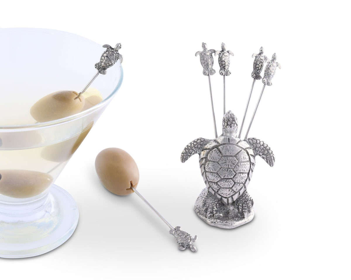 Pewter Sea Turtle Cheese Pick Set - Summerfields Fine Furnishings
